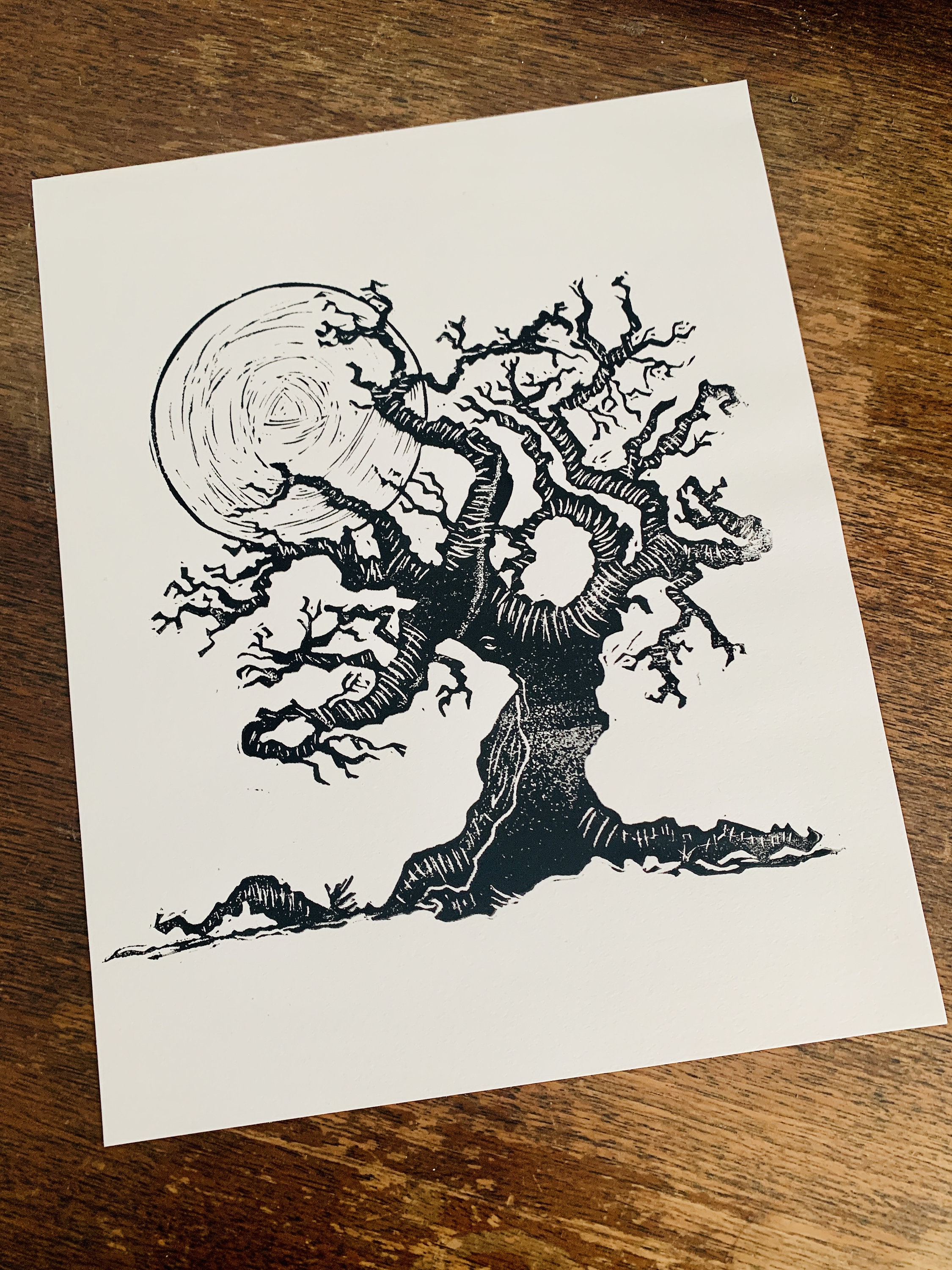 Spooky Tree : Original Linocut Print 8x10 V - Etsy