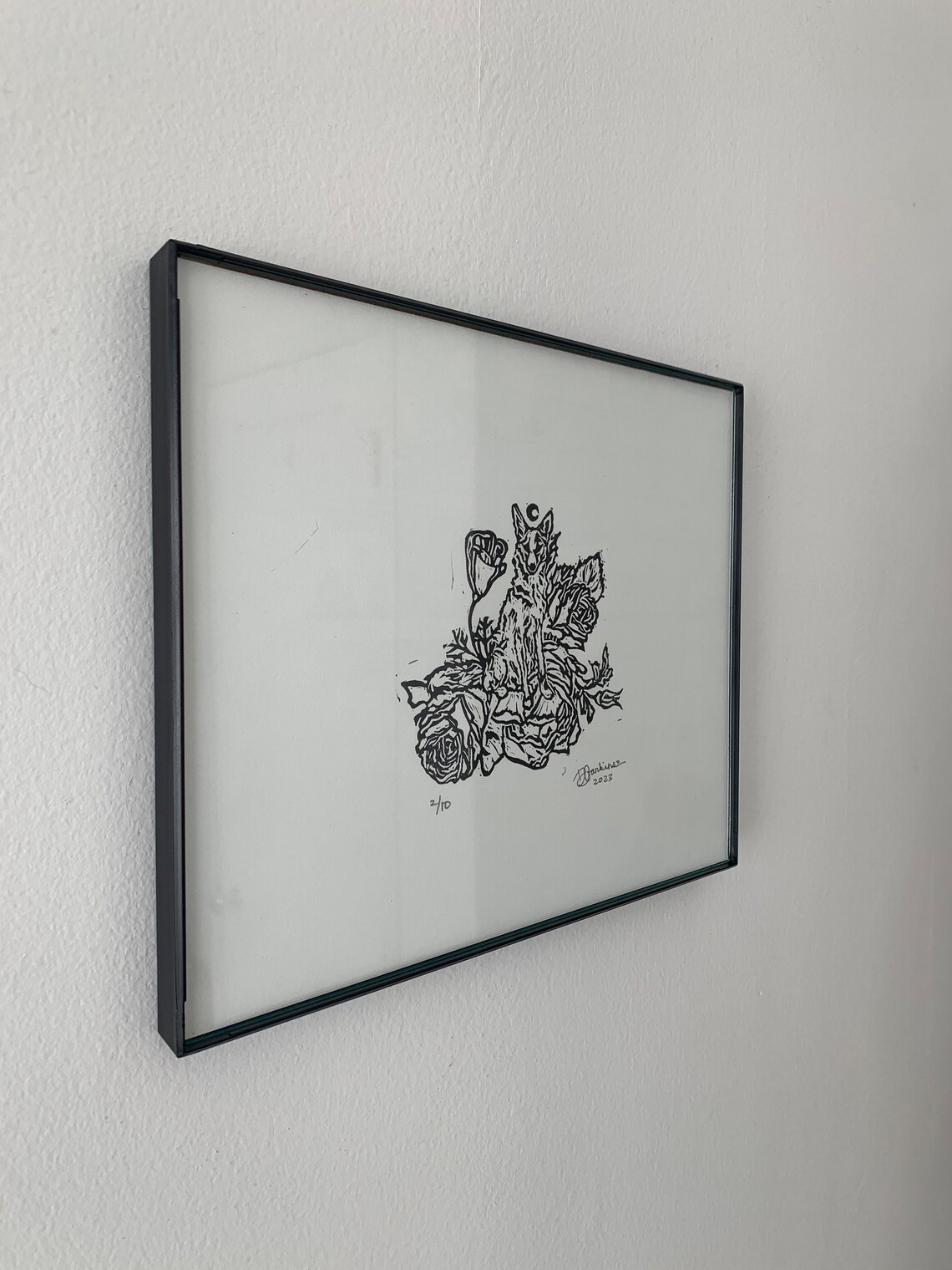 Luna Coyote : Original Linocut Print - Etsy