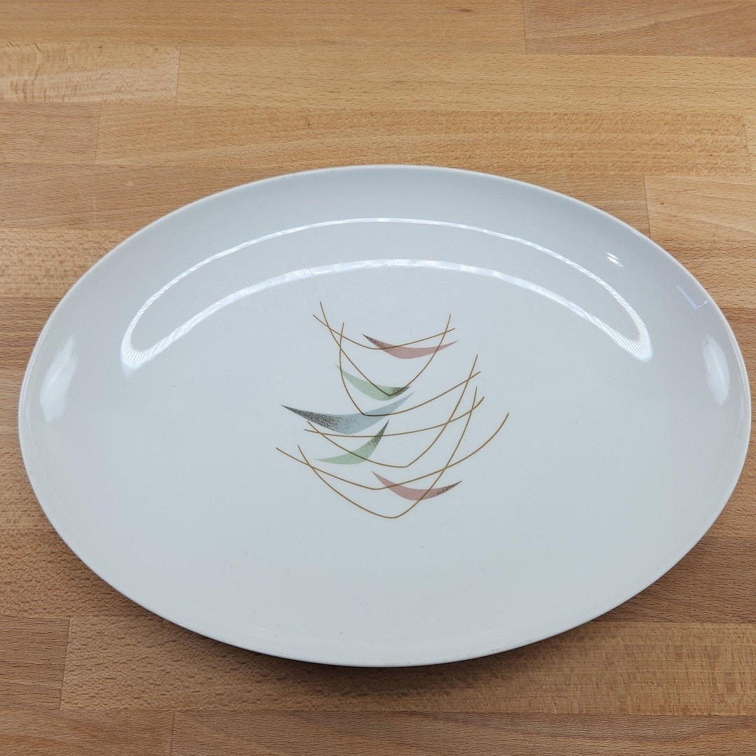 Vintage MCM Atomic Boomerang Franciscan Swing Time Oval Serving Plate ...
