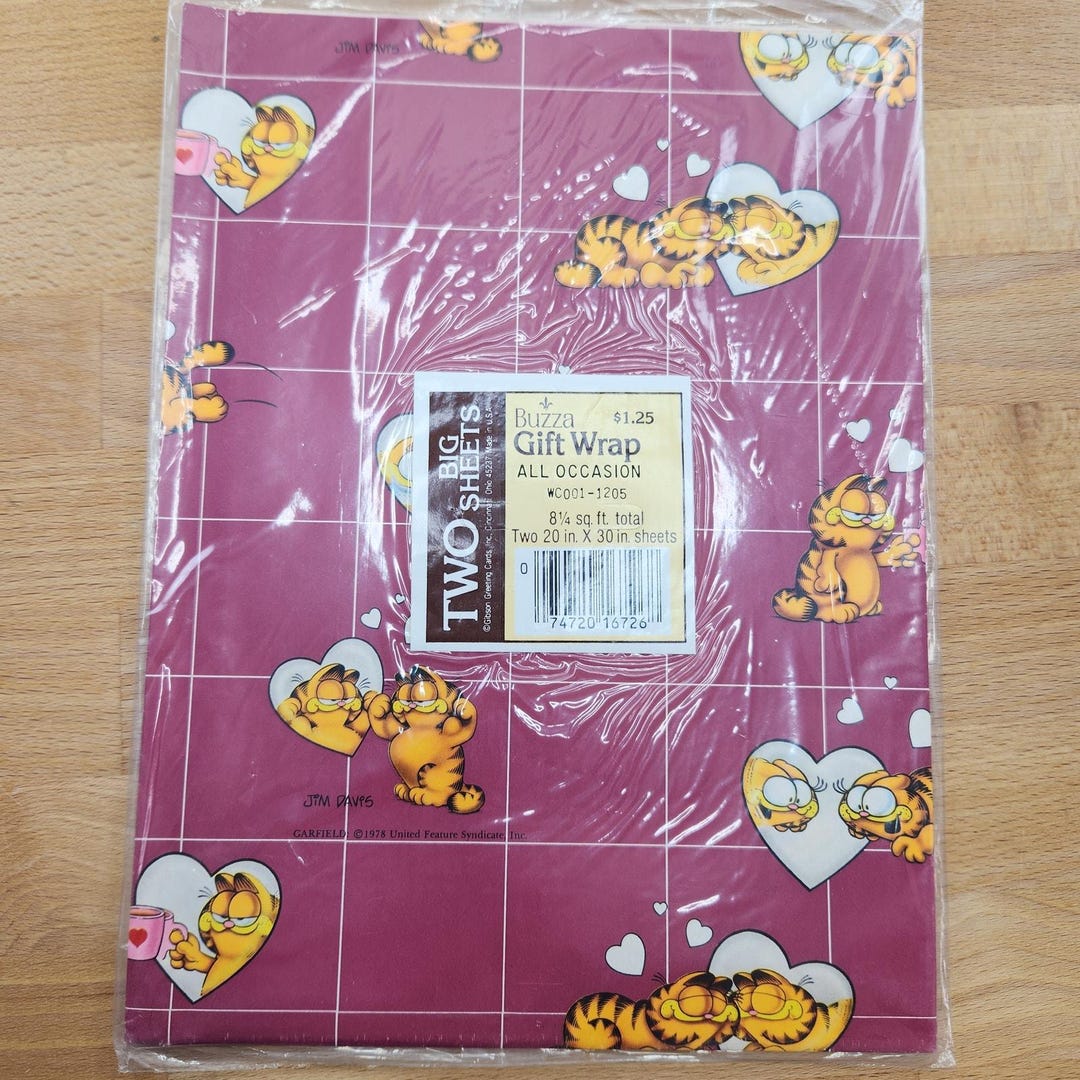 Vintage Garfield Wrapping Paper 2 Sheets Valentine's Day - Etsy