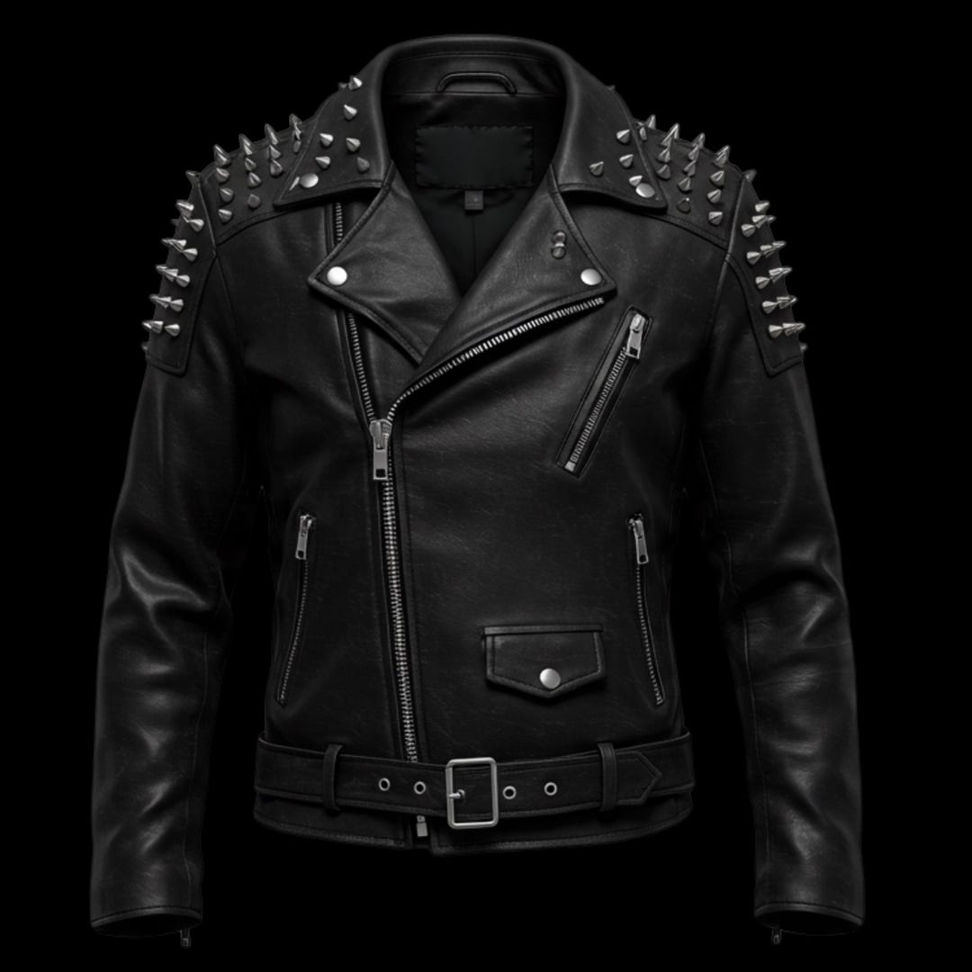 Handmade Studded Black Men’s Leather Biker Jacket | Spiked Punk ...