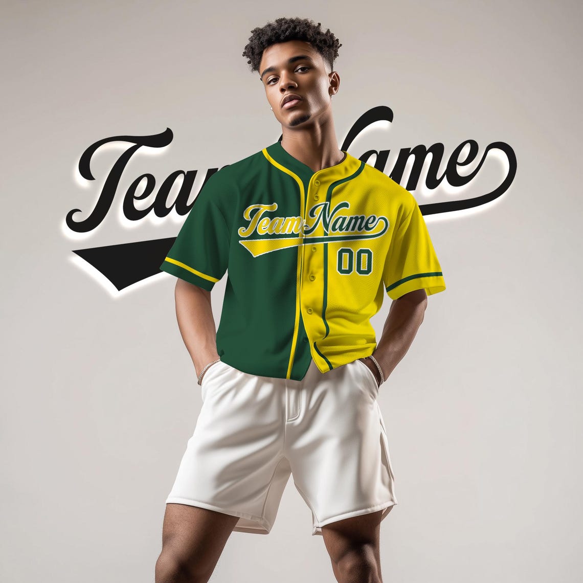 Custom Green Yellow Baseball Jersey for Teams Fans - Personalized Name ...