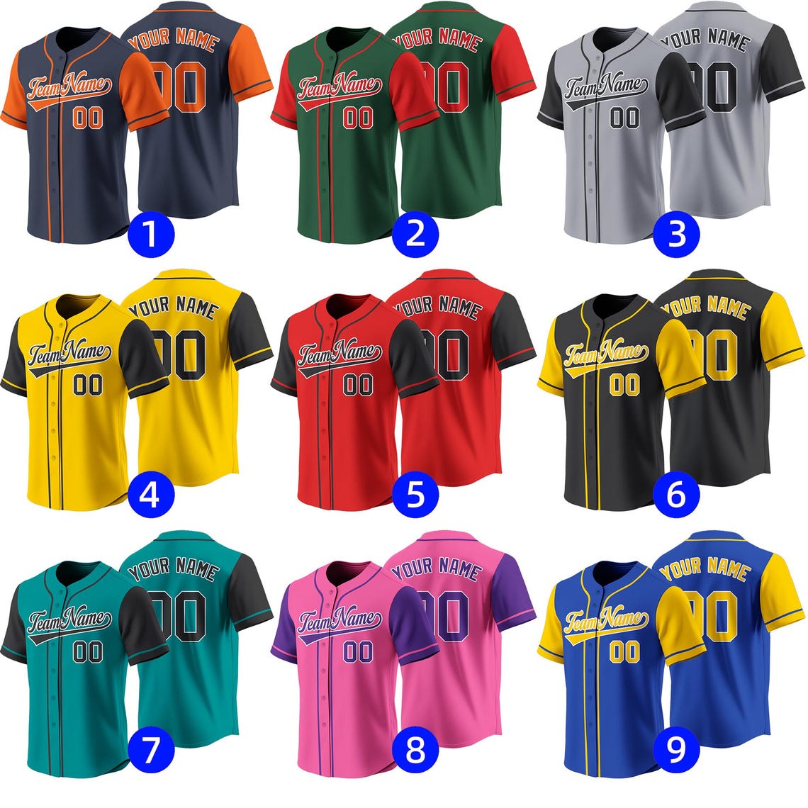 Custom Blue and Yellow Baseball Jersey | Personalized Heat Press or ...