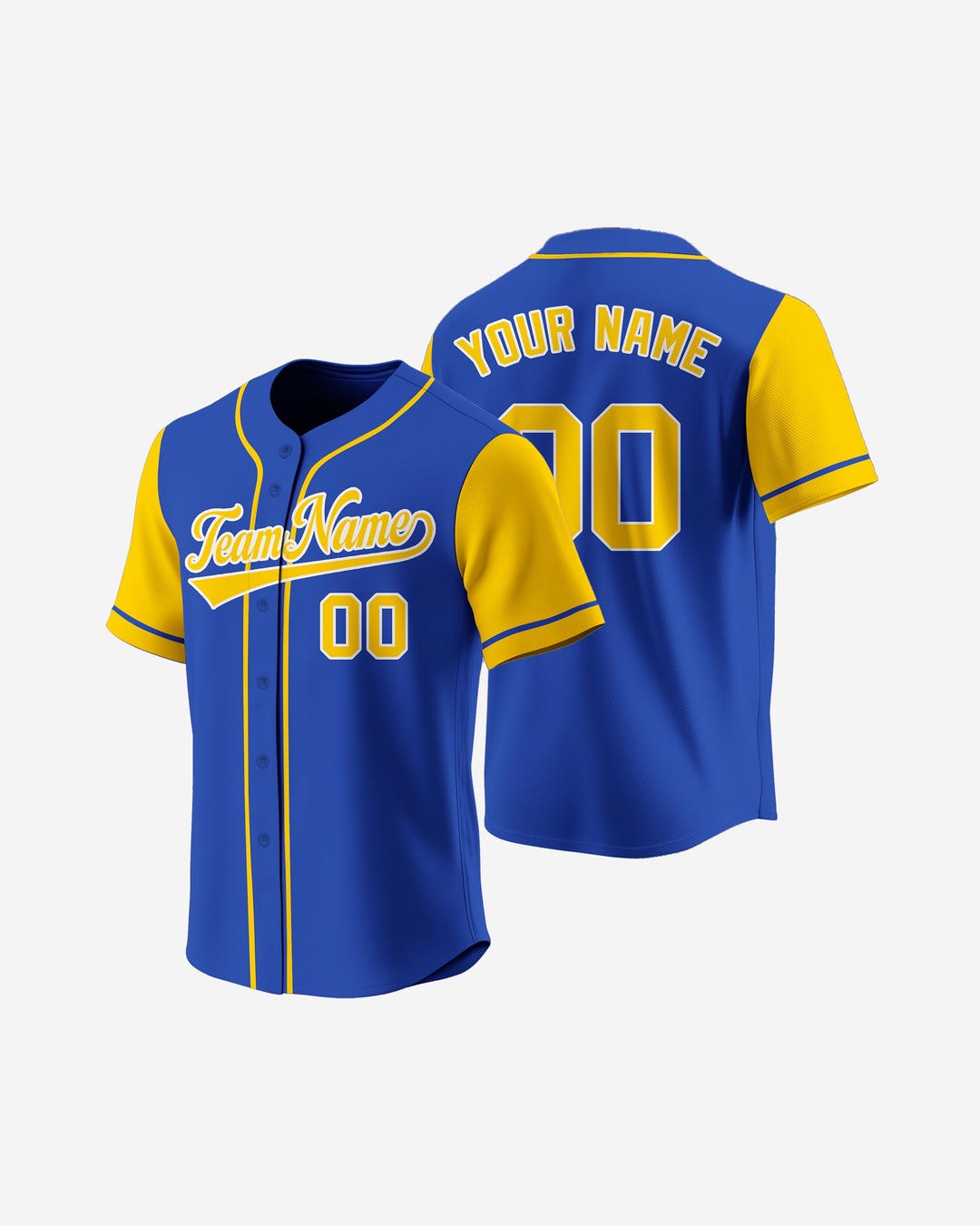 Custom Blue and Yellow Baseball Jersey | Personalized Heat Press or ...