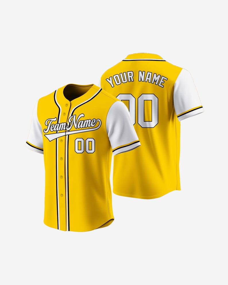 Yellow Custom Baseball Jersey With White Sleeves Personalized Heat ...