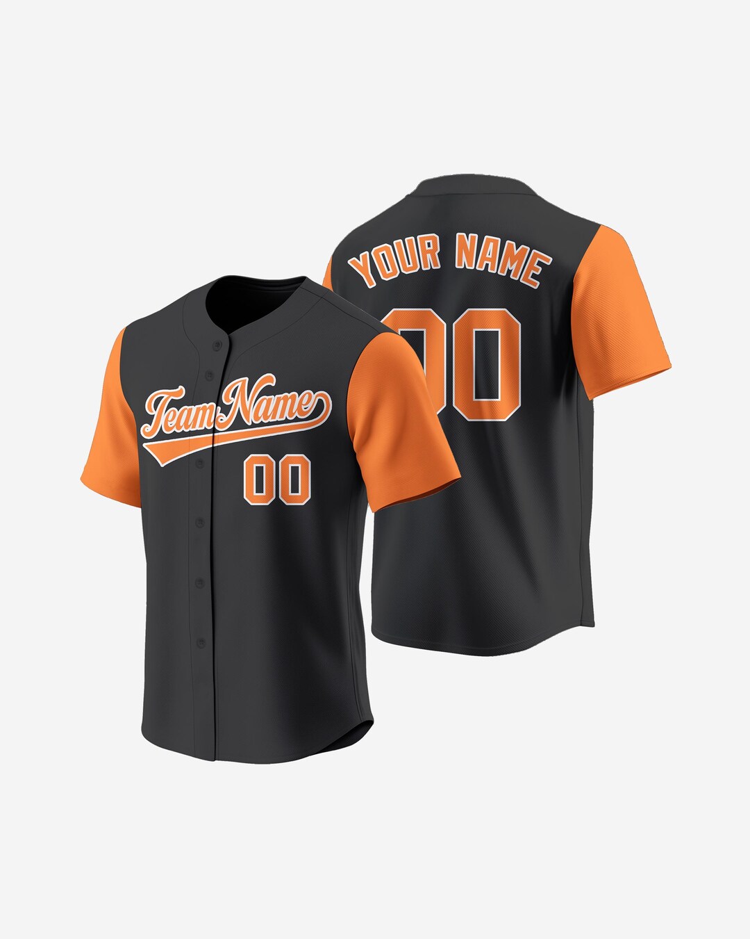 Custom Black Orange Baseball Jersey Personalized Heat Press Embroidered ...