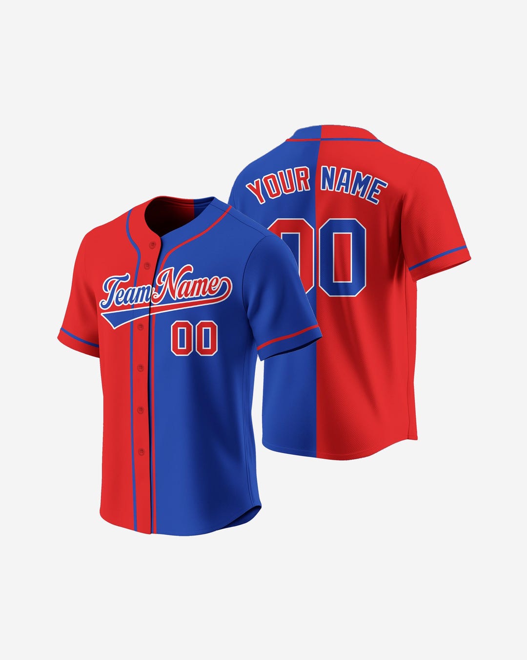 Custom Red Blue Baseball Jersey for Men Women - Personalized Team Name ...
