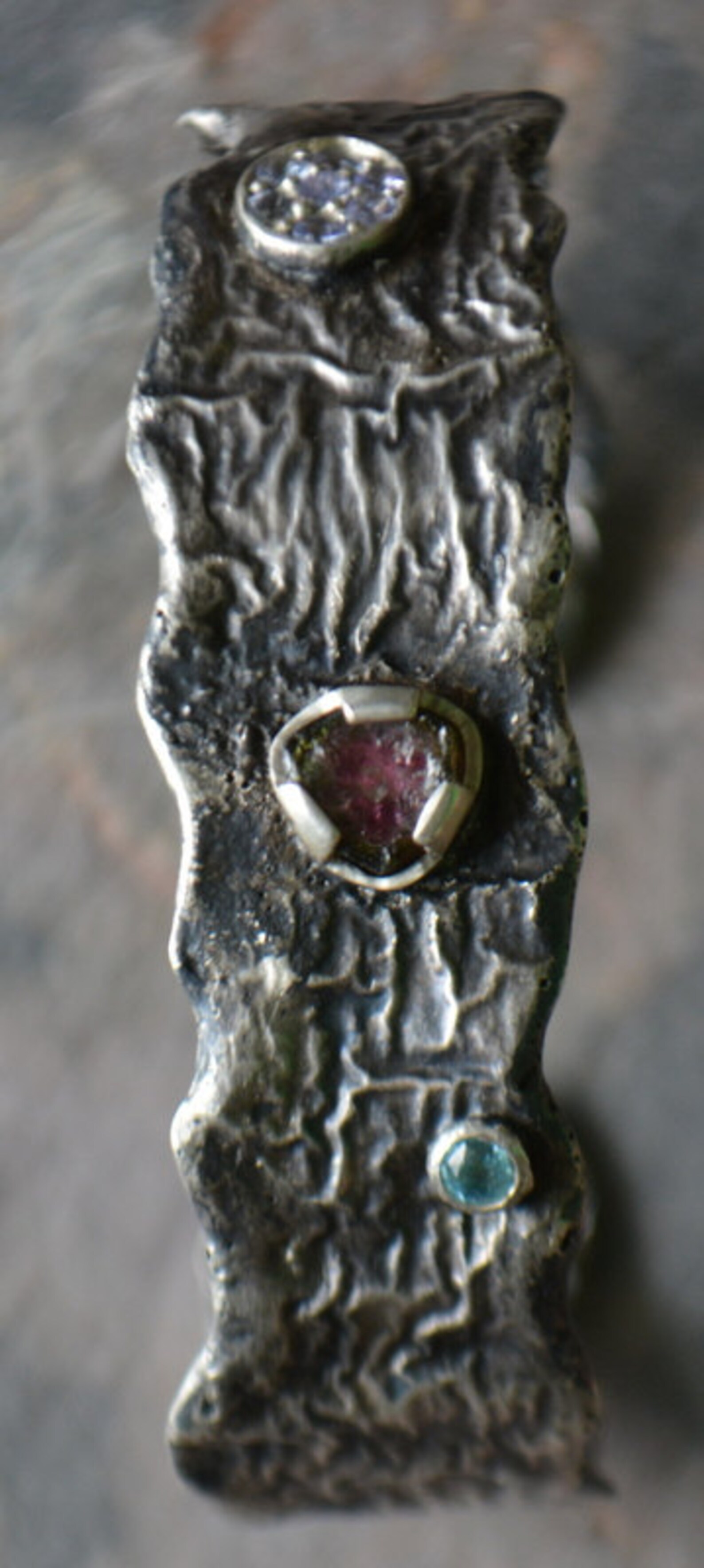 Raw Watermelon Tourmaline Cuff Bracelet Tanzanite Pave Swiss - Etsy