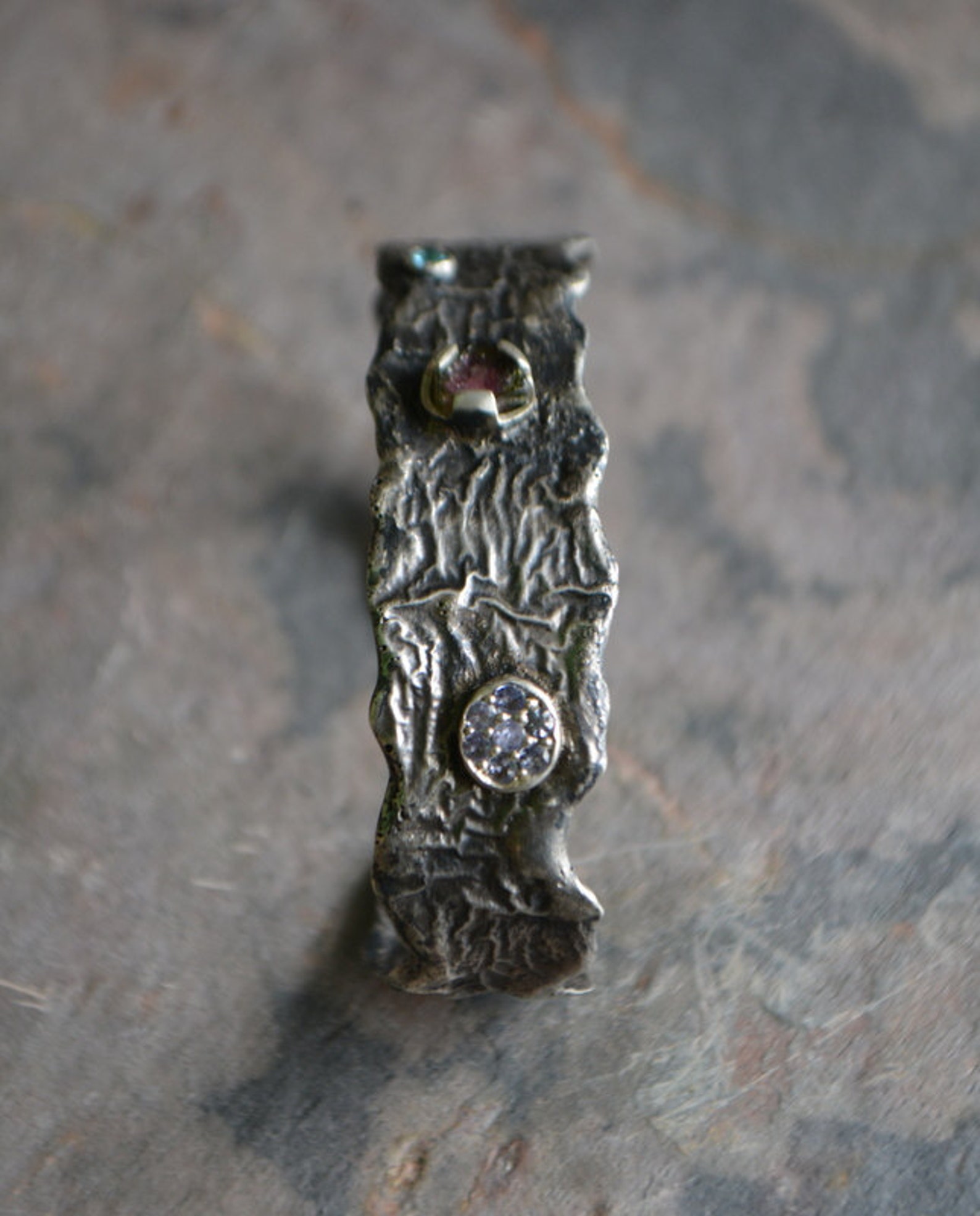 Raw Watermelon Tourmaline Cuff Bracelet Tanzanite Pave Swiss - Etsy