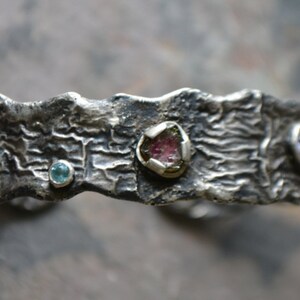 Raw Watermelon Tourmaline Cuff Bracelet Tanzanite Pave Swiss Blue Topaz ...