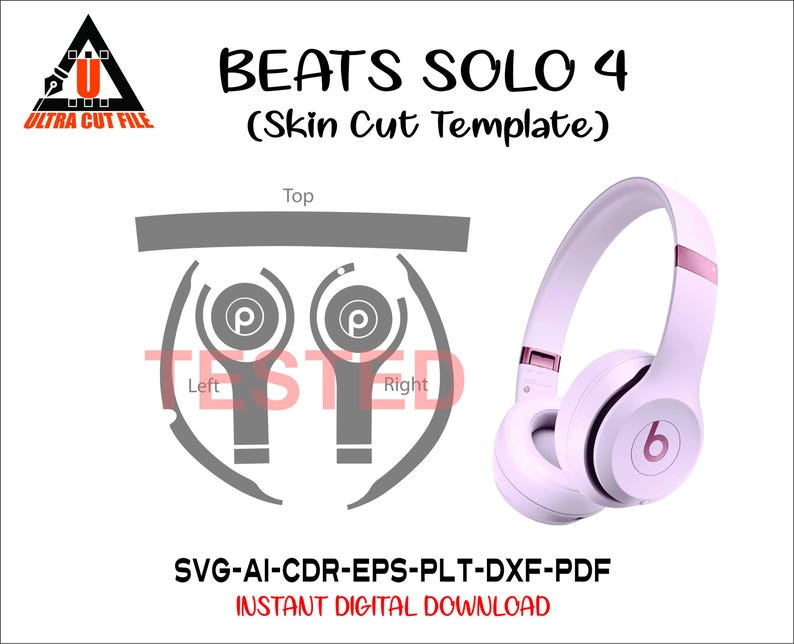 Beats Solo 4 Skin Template Vector Skin Layout Skin Die Cuts File Svg ...
