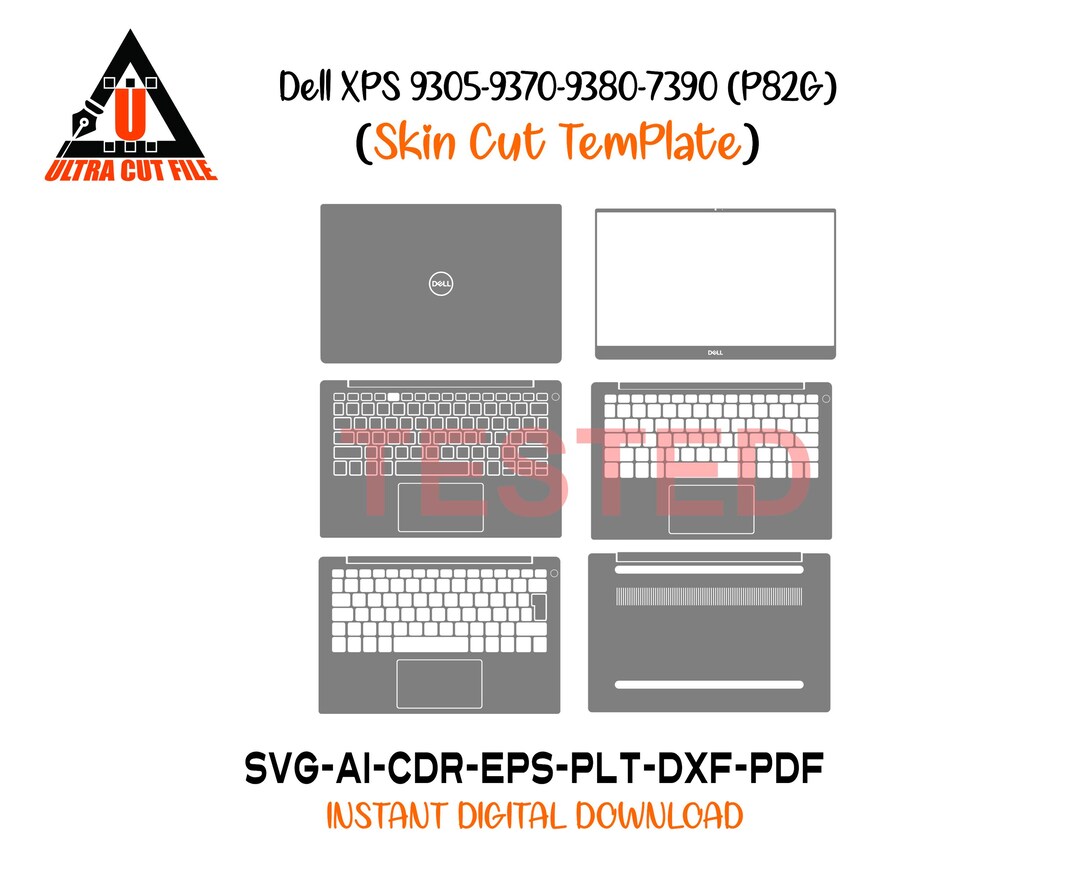 Dell XPS 9305 9370 9380 7390 (P82G) Skin Template Vector File Skin Die ...