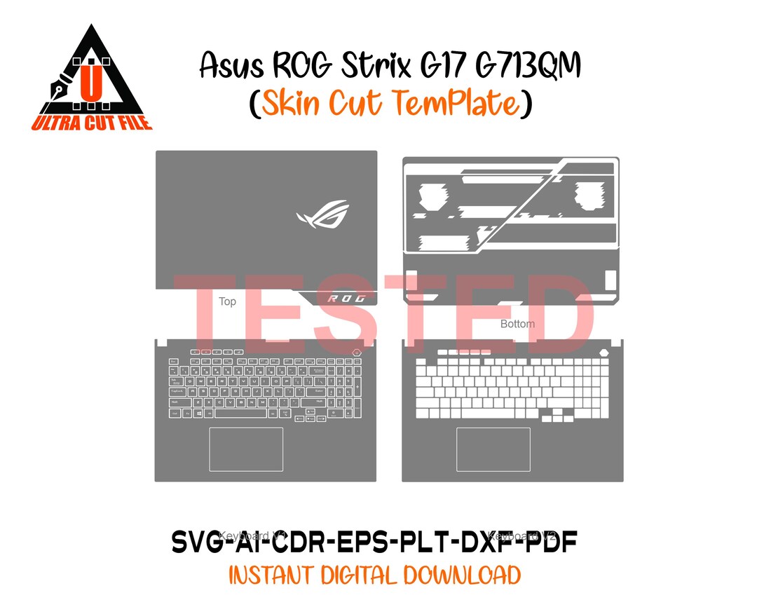 Asus ROG Strix G17 G713QM Skin Vector Template File Skin Die Cut Layout ...