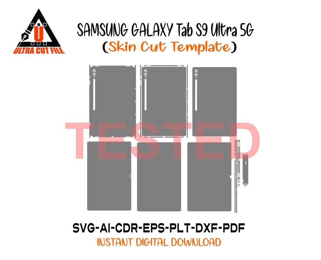 Samsung Galaxy Tab S9 Ultra 5G 2023 Skin Template Vector Skin Layout ...