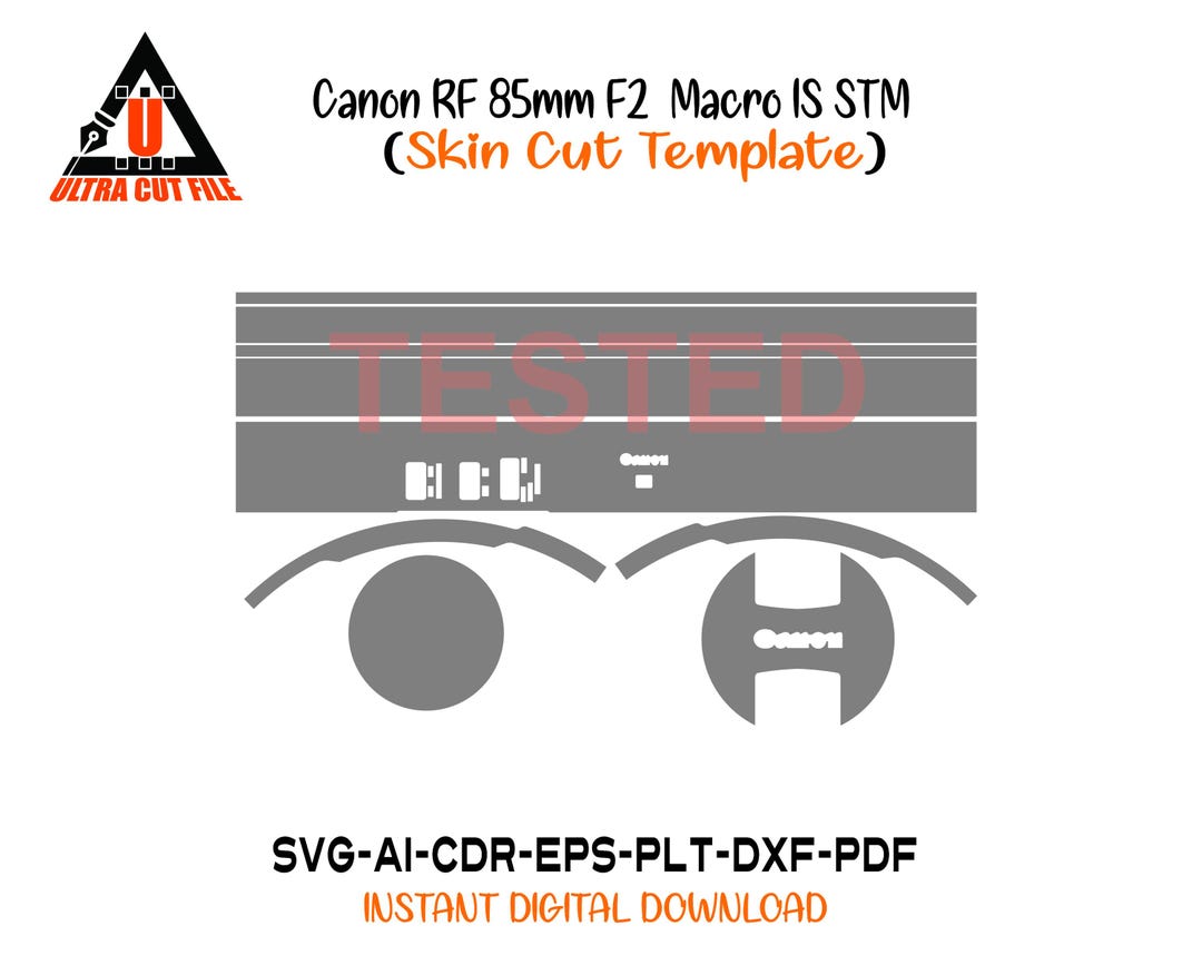 Canon RF 85mm F2 Macro IS STM Skin Template Vector Skin Layout Skin Die ...