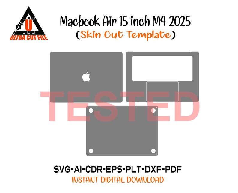 MacBook Air 15 Inch M4 2025 Skin Cut File Skin Vector Template Layout ...