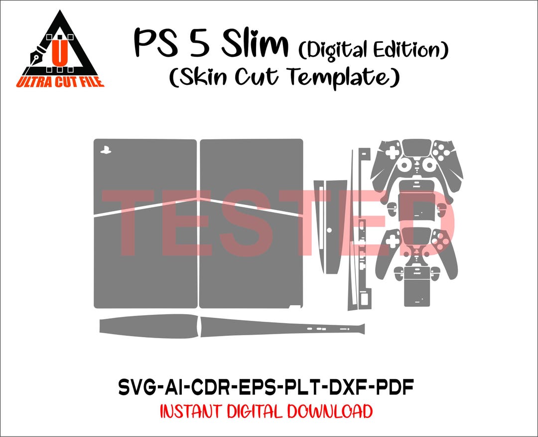 Ps5 Slim Digital 2023 Skin Template Vector Skin Die Cuts Skin Cut File ...
