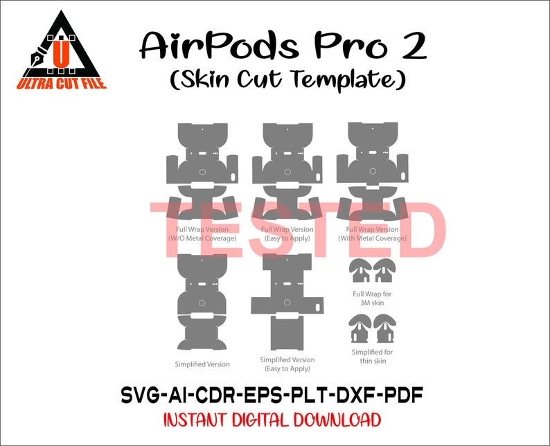 Apple Airpods Pro 2 Skin Template Vector Skin Layout Skin Die Cuts File ...