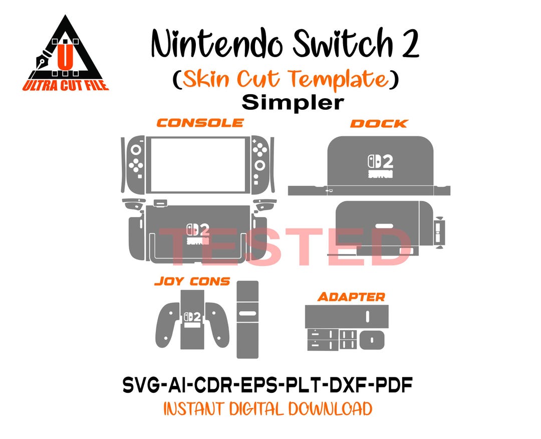 Nintendo Switch 2 (simpler) Skin Vector Template File Skin Die Cut ...