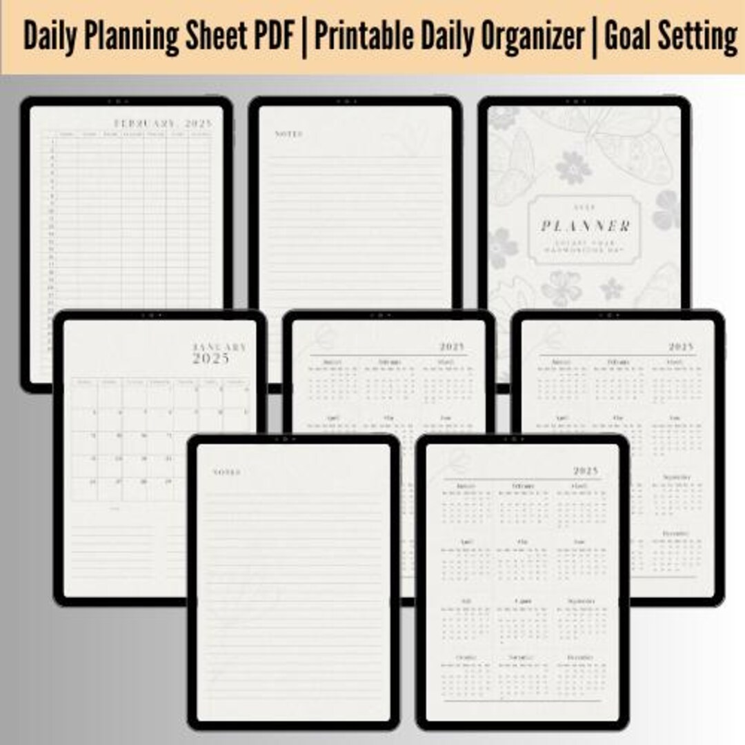 Daily Planning Sheet PDF – Printable Daily Organizer | Undated Goal ...