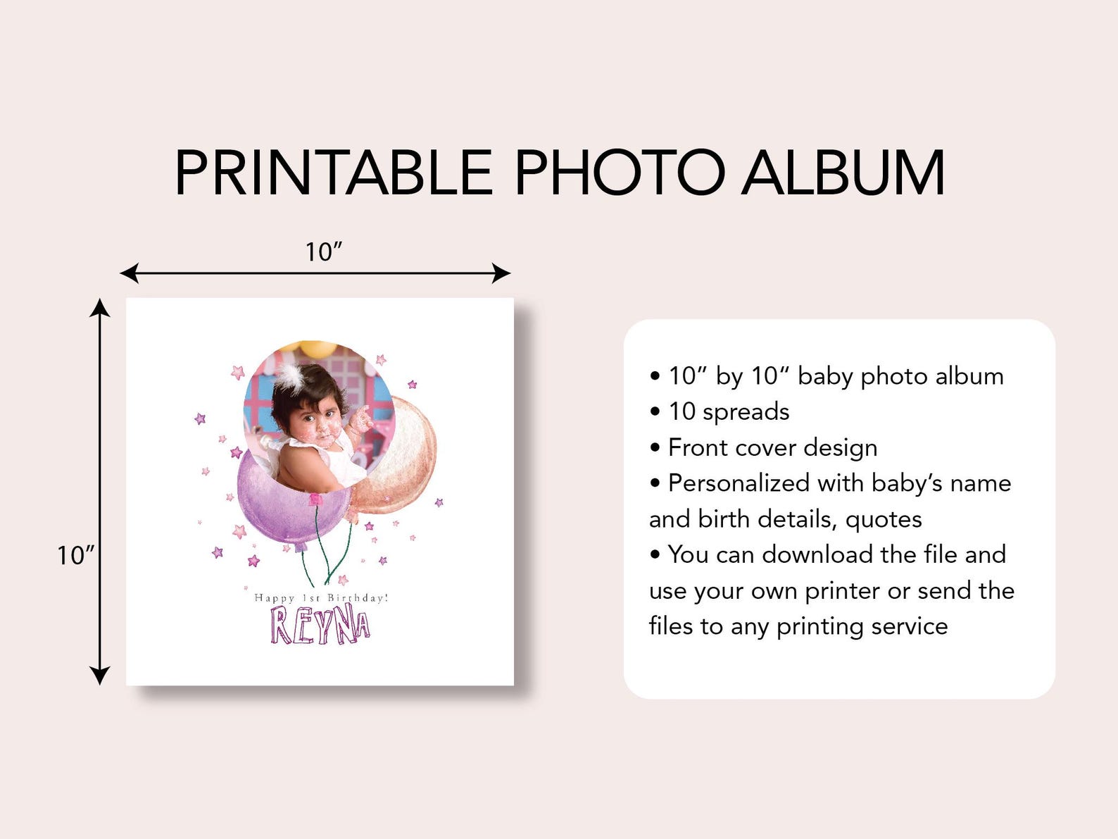 Baby Photo Book Template | Photo Album Template | Printable | Custom ...