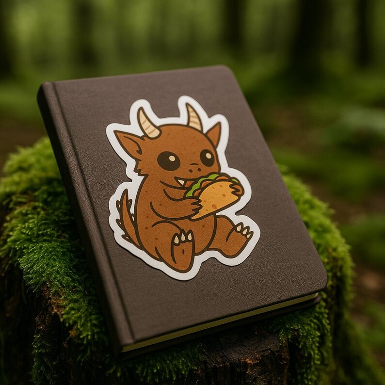 Chupacabra Eating A Taco Kiss-cut Sticker, Monster Sticker, Funny Vinyl ...