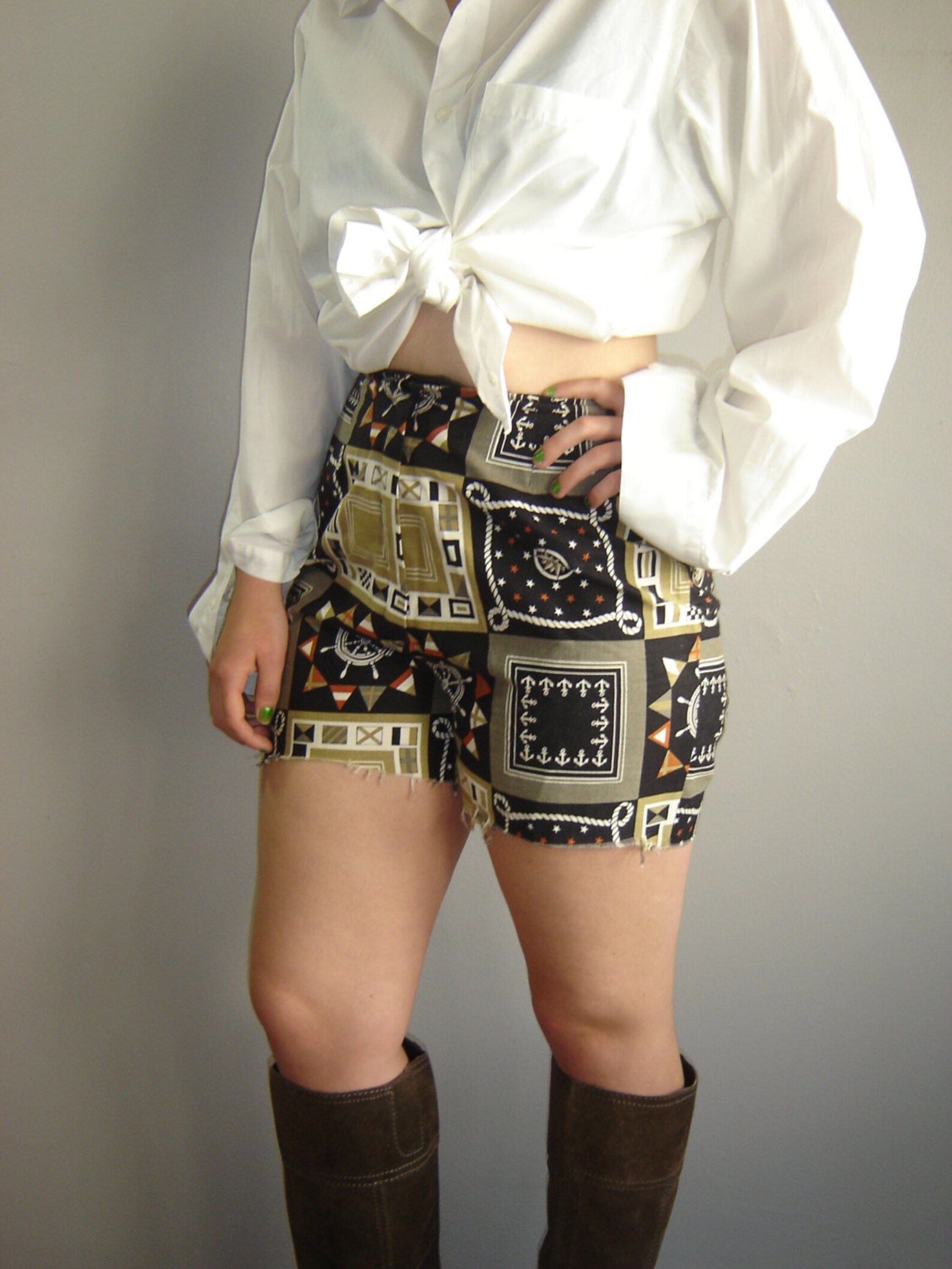 Vintage Nautical Anchor Sailor Waist Shorts One of a Kind Retro Boat ...