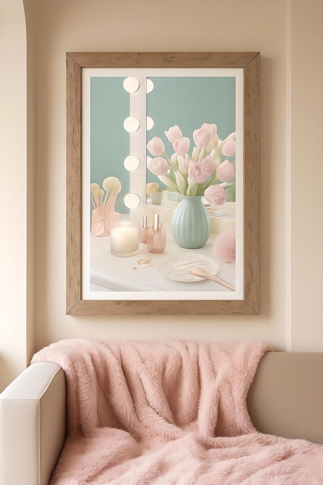 Blush Vanity Aesthetic Printable – Soft Glam Digital Wall Art, Feminine ...