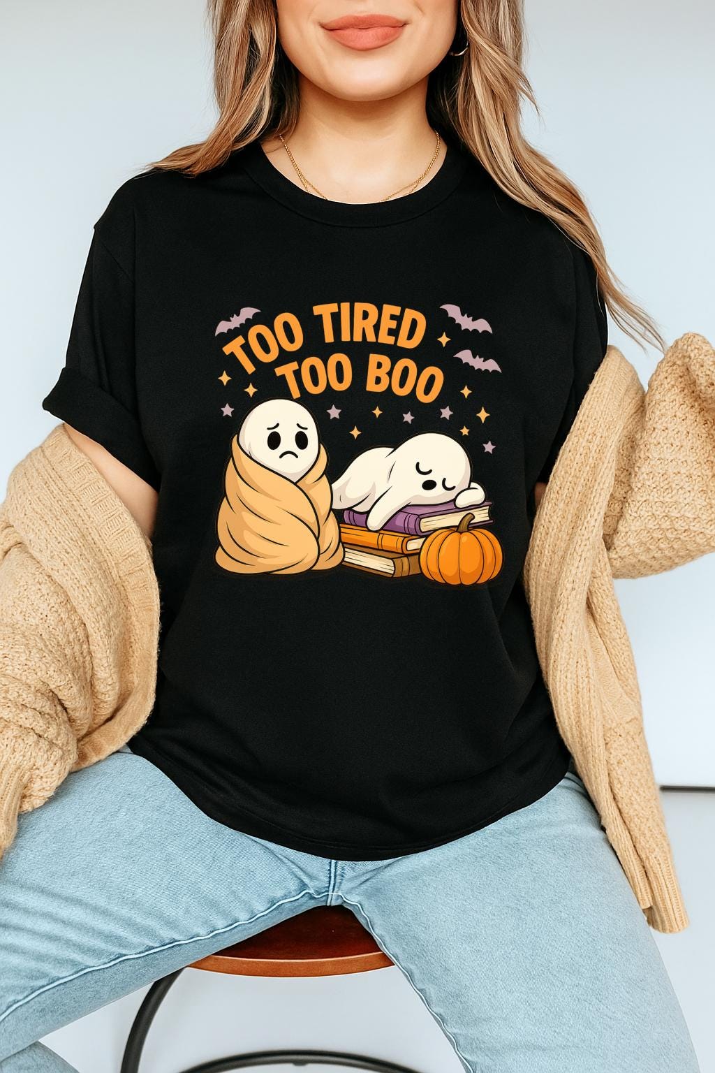 Too Tired Too Boo PNG File – Cute Tired Ghost Halloween Digital ...
