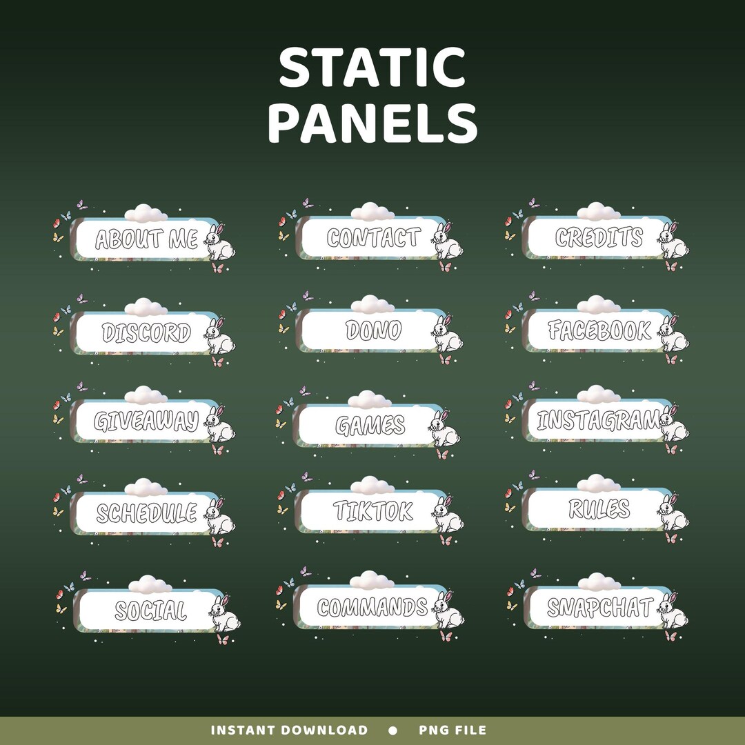 Bunny Meadow Animated Cute Lofi Stream Panel Overlay for Twitch, Cute ...