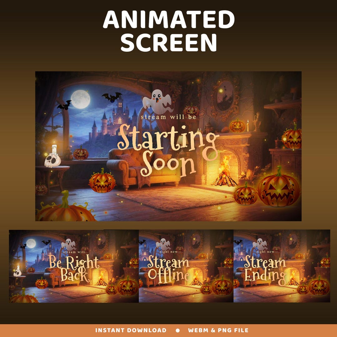 Spooky Serenity Animated Cute Lofi Stream Screen Overlay for Twitch ...