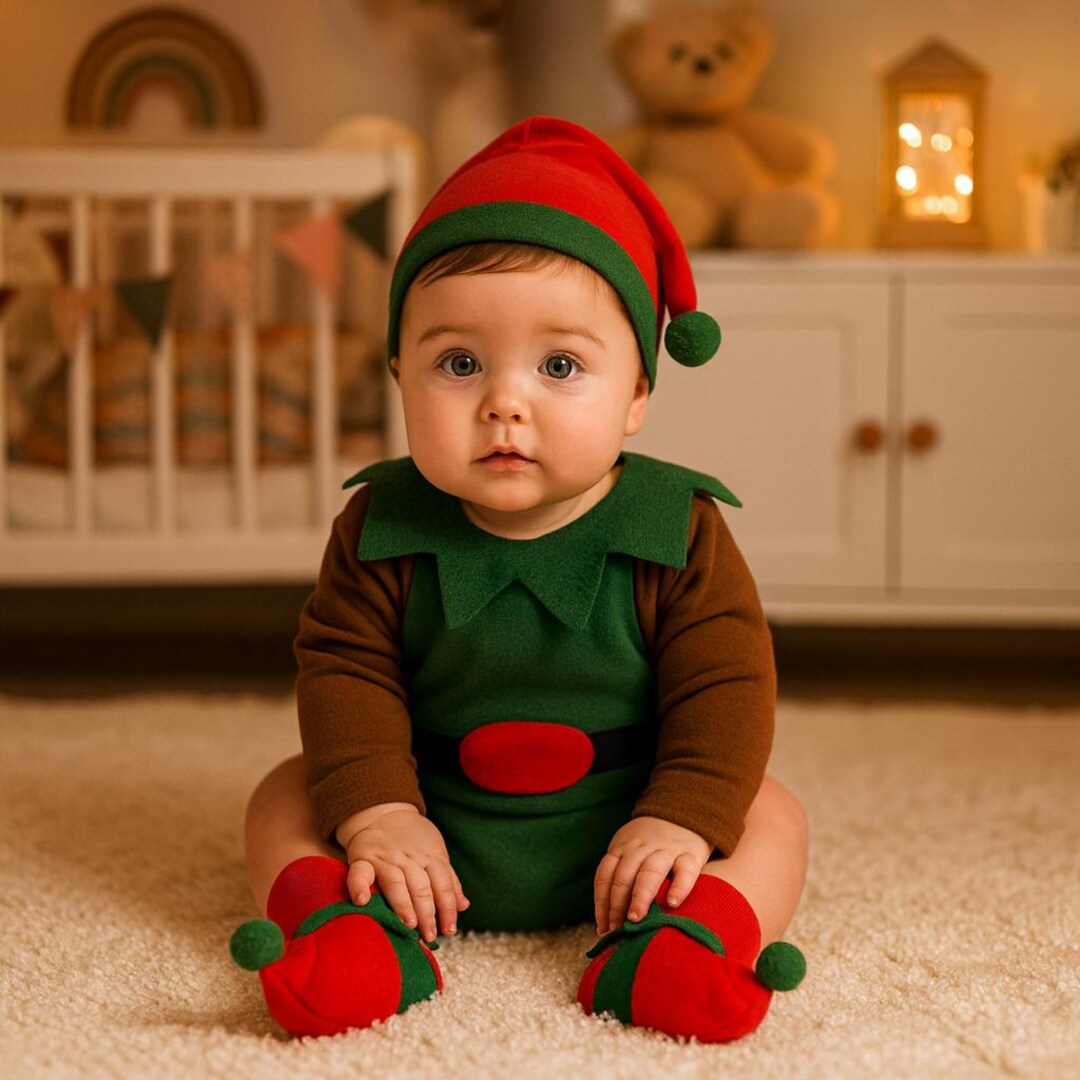 Elf Baby Booties | Christmas Infant Slippers | Soft Holiday Baby Shoes ...