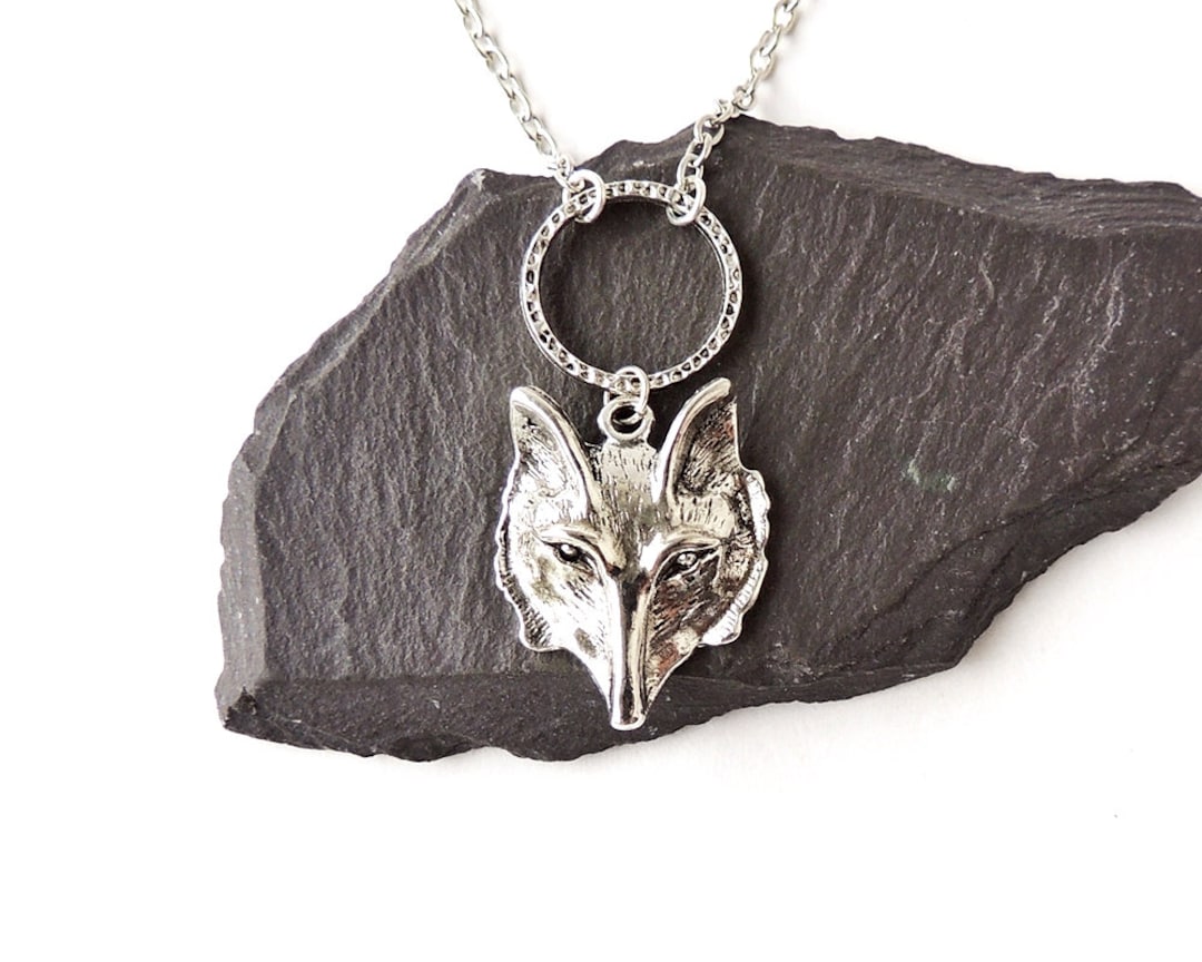 Silver Fox Necklace with Fox Face Pendant on 16 Chain - Etsy.de