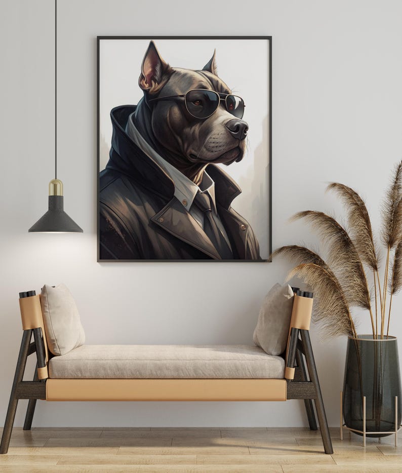 Mafia Dog Art Duo – Cool Doberman & Pitbull in Suits With Sunglasses ...
