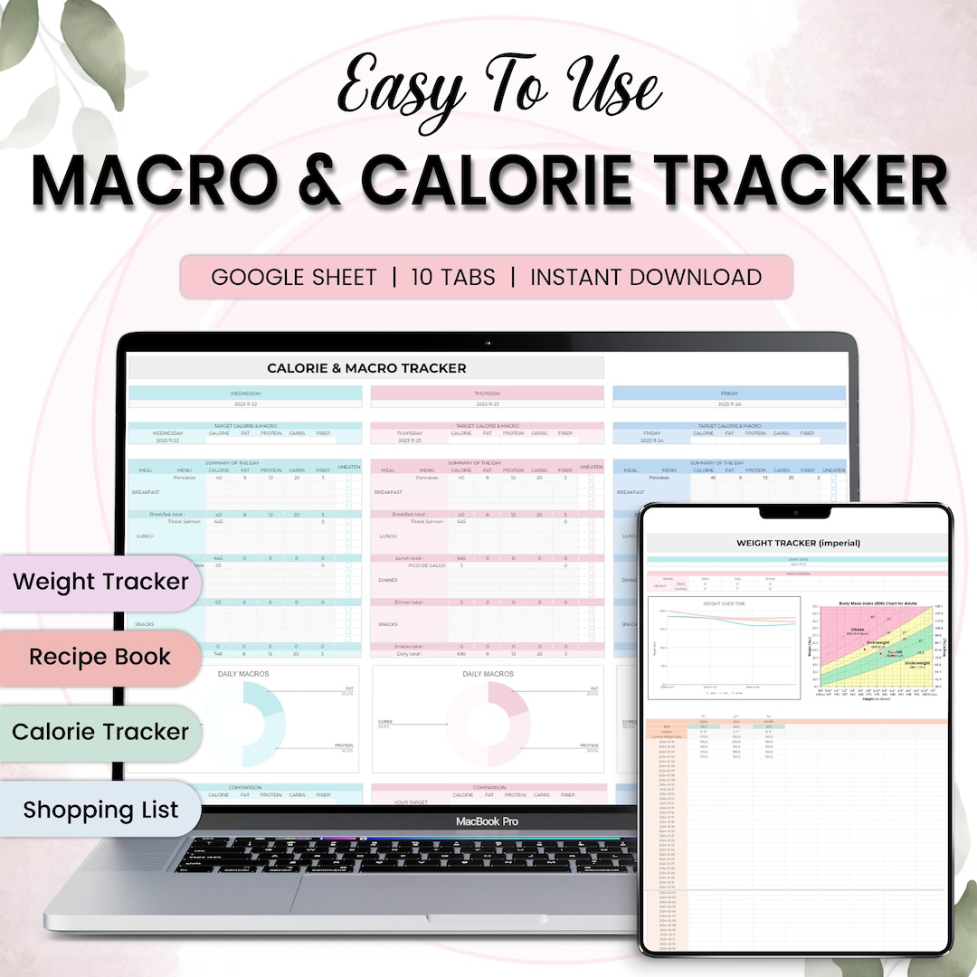 Weekly Meal Planner & Calorie Tracker, Google Sheets (digital) - Etsy