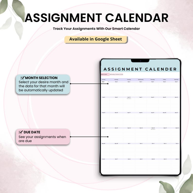 Assignment Tracker Spreadsheet | Academic Planner (digital Download) - Etsy