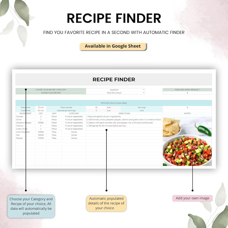 Weekly Meal Planner Google Sheet Recipe Journal Meal Planner Printable ...