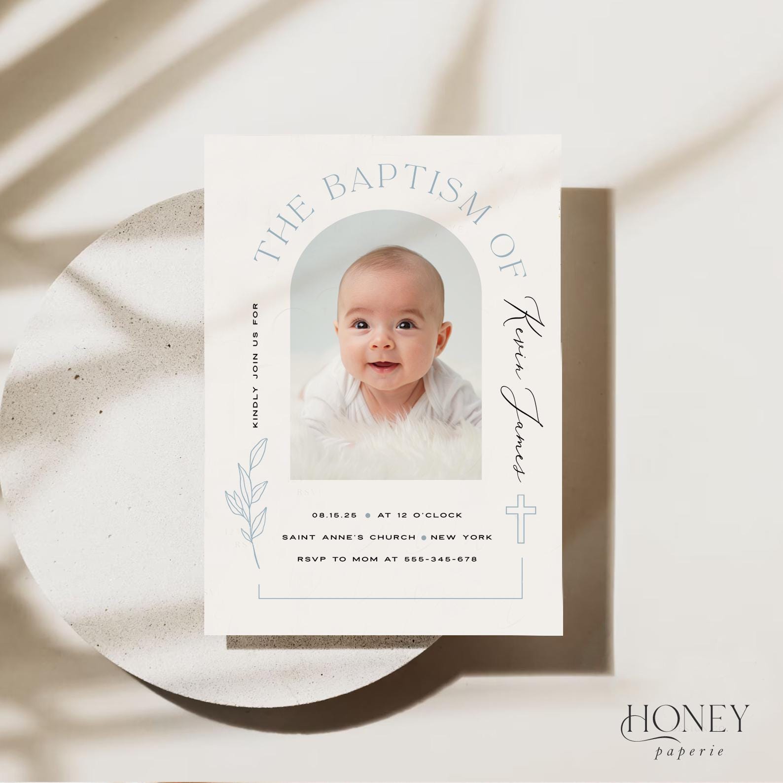 Boys Baptism Invitation Template, Editable Baptism Invite With Photo ...