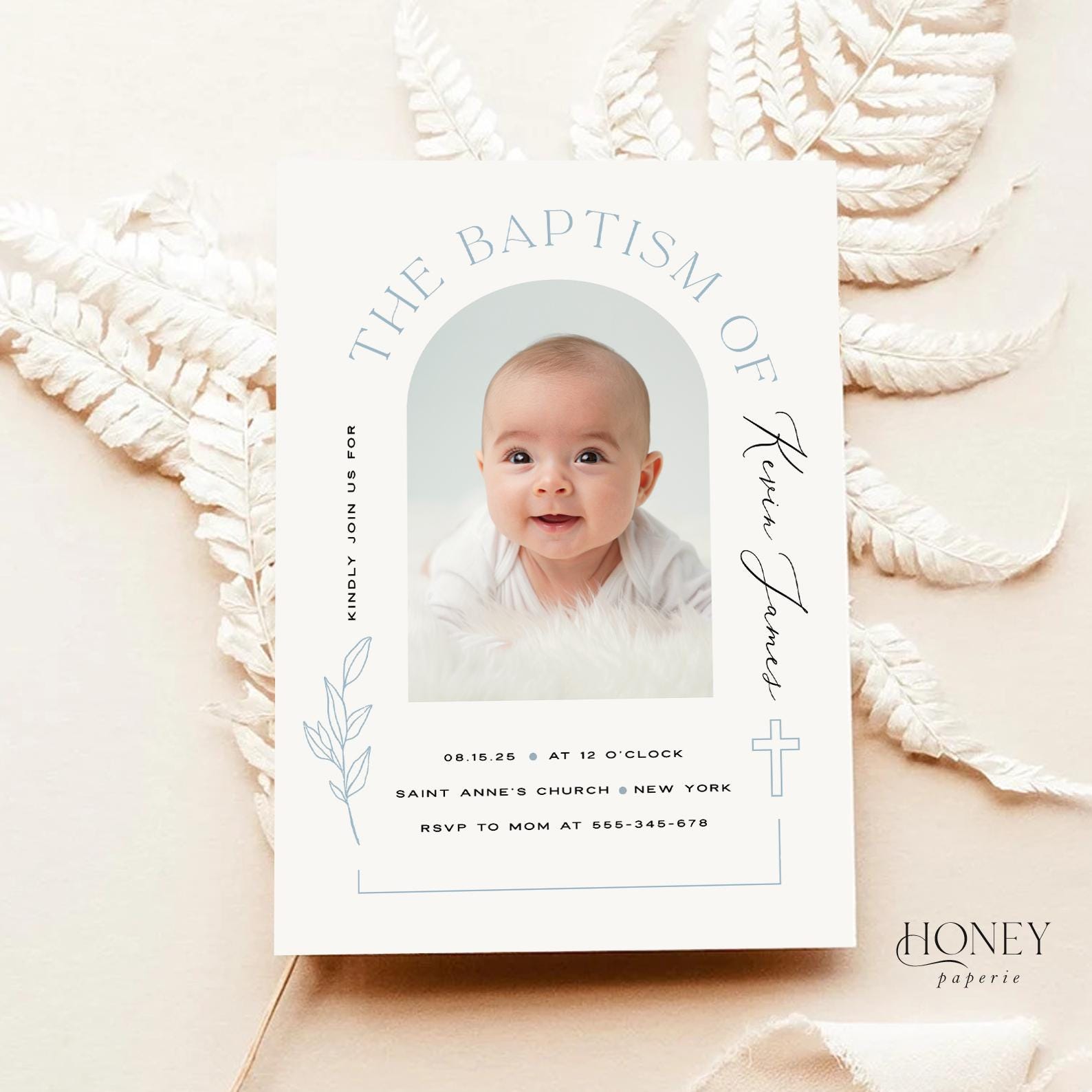 Boys Baptism Invitation Template, Editable Baptism Invite With Photo ...