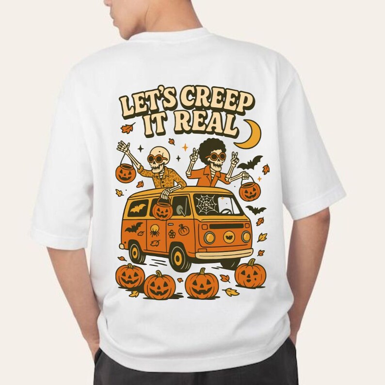 Let's Creep It Real Png, Retro Spooky Van Skeletons Fall Vibes, Spooky ...