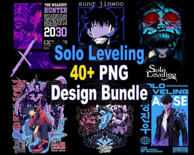 Shadow Monarch Anime PNG Bundle: Dungeon Hunter Designs | Solo | Sung ...
