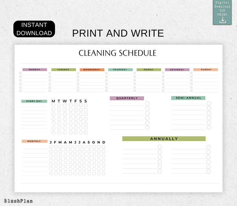 Cleaning Planner, Cleaning Checklist, ADHD Cleaning Planner, Household ...