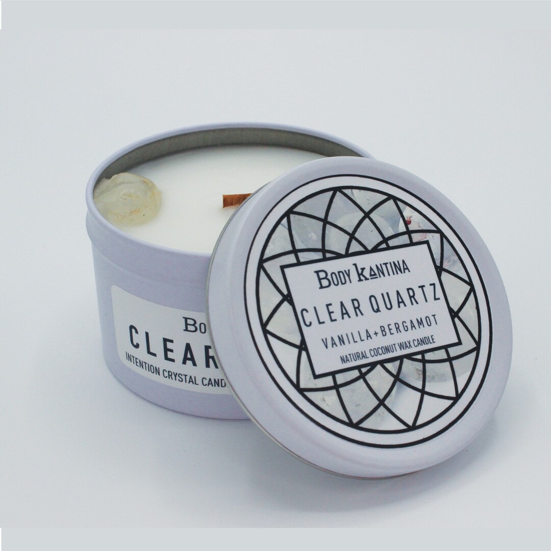 CLEAR QUARTZ Crystal Candle / Crystals / Intention Candle / Spiritual ...