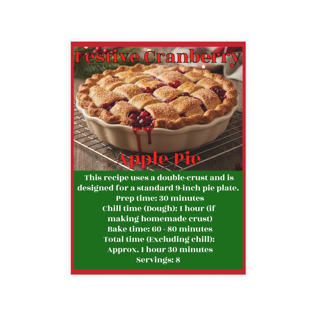 Festive Cranberry Apple Pie Recipe Card Bundle - Etsy