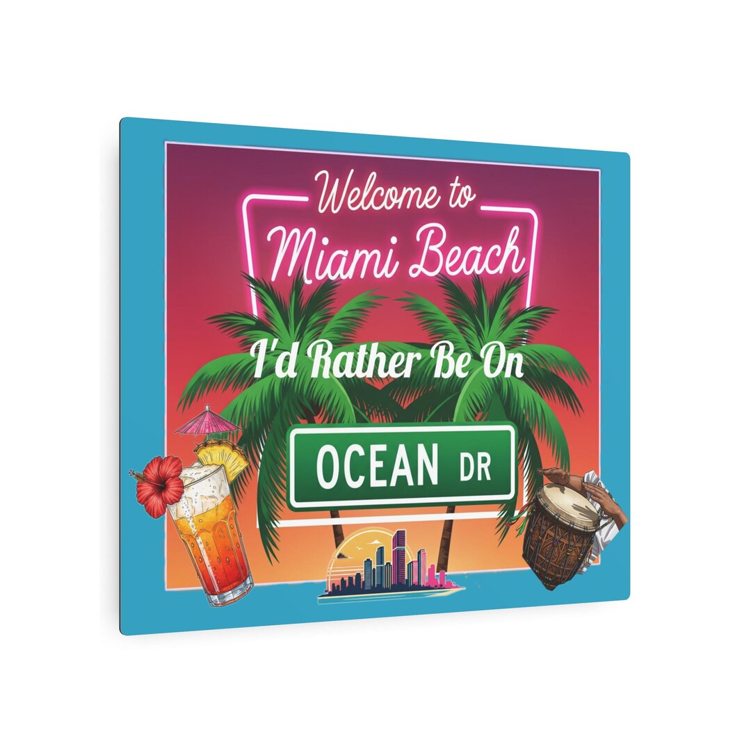 Ocean Drive Metal Art Sign: Miami Beach Tropical Decor - Etsy