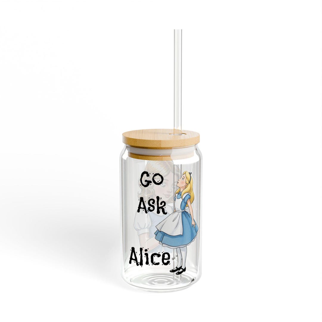 Alice in Wonderland Sipper Glass: 'drink Me' Design, 16oz With Straw - Etsy