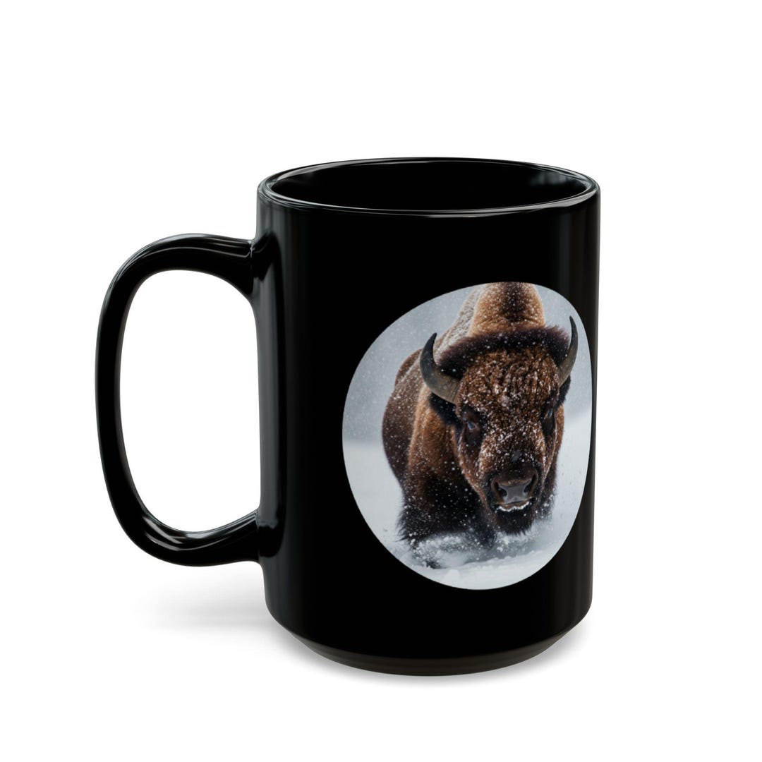 Bison Spirit Animal Mug: Black Ceramic Coffee Cup - Etsy