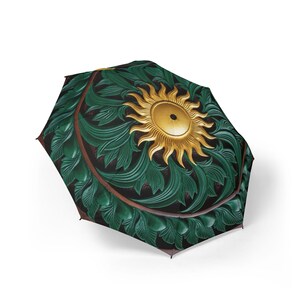 Foldable Umbrella, Ornate Sun Design, Rainy Day Fashion Accessory ...