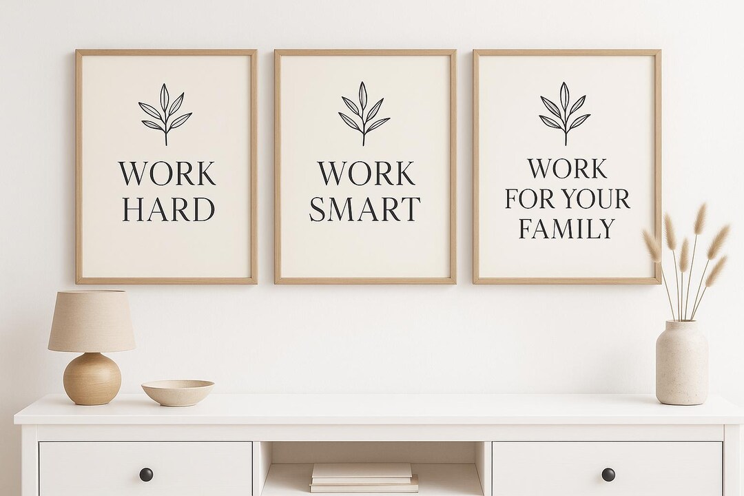 Set of 3 Minimal Motivational Posters | Work Hard - Work Smart - Work ...