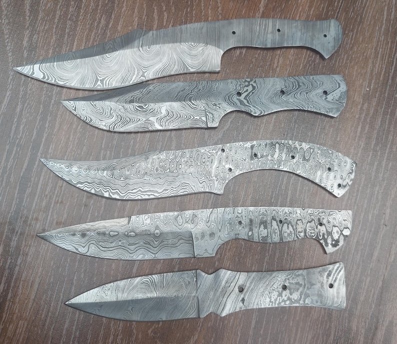 Damascus Steel Knife Blanks: DIY Knife Making, Set of 5 - Etsy